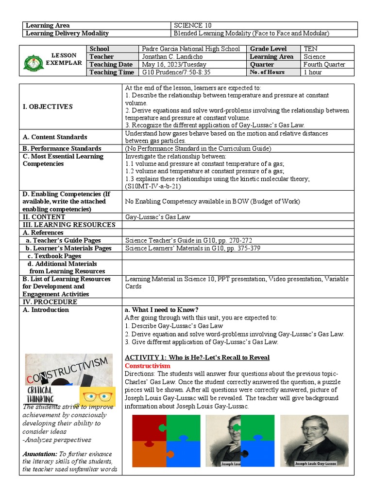 IDEA Lesson Exemplar CO2 | PDF | Gases | Curriculum