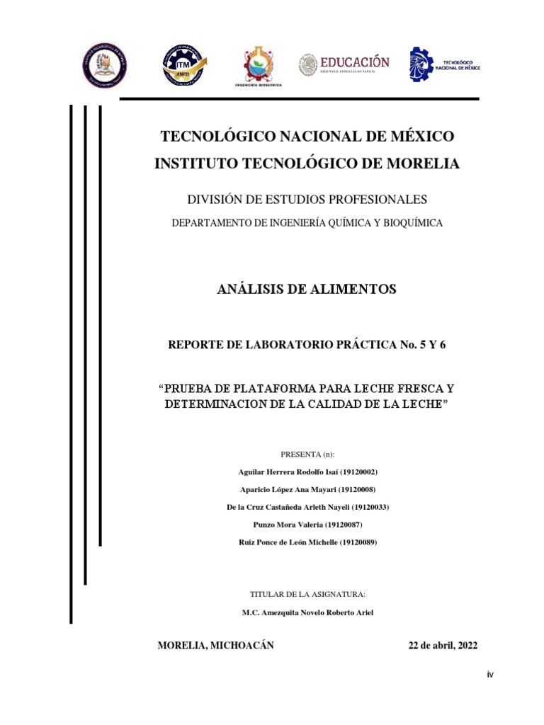 Prueba de Plataforma para Leche Fresca y Determinacion de La Calidad de ...