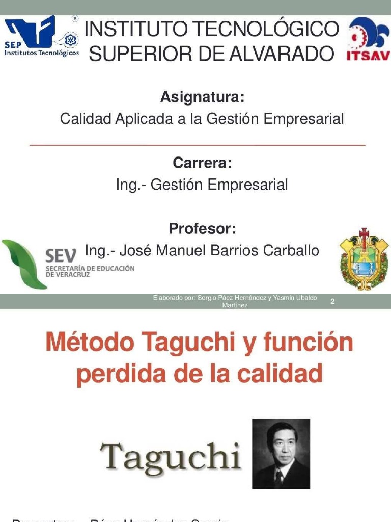 PDF Metodo Taguchi y Funcion Perdida de La Calidad - Compress | PDF