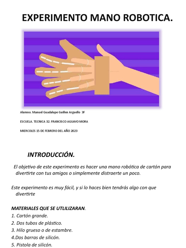 Mano robótica de cartón: experimento fácil | PDF