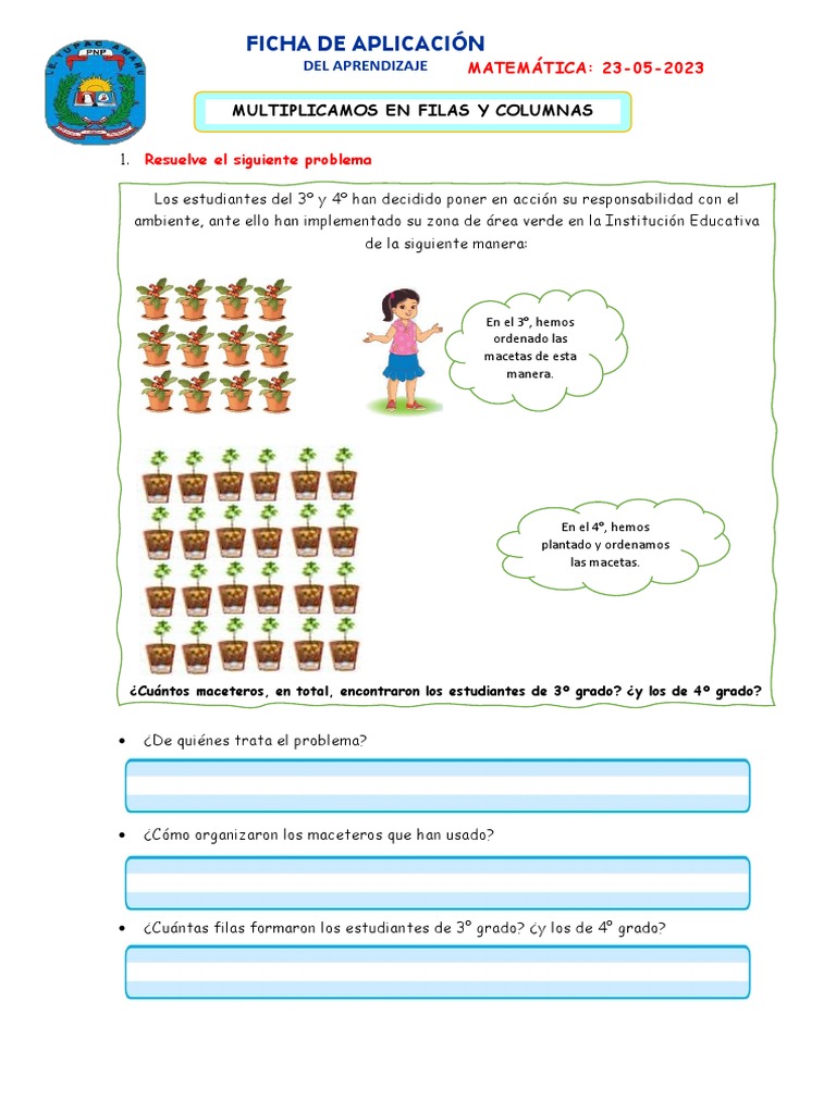 Multiplicación en Filas y Columnas | PDF | Cognición | Aprendizaje