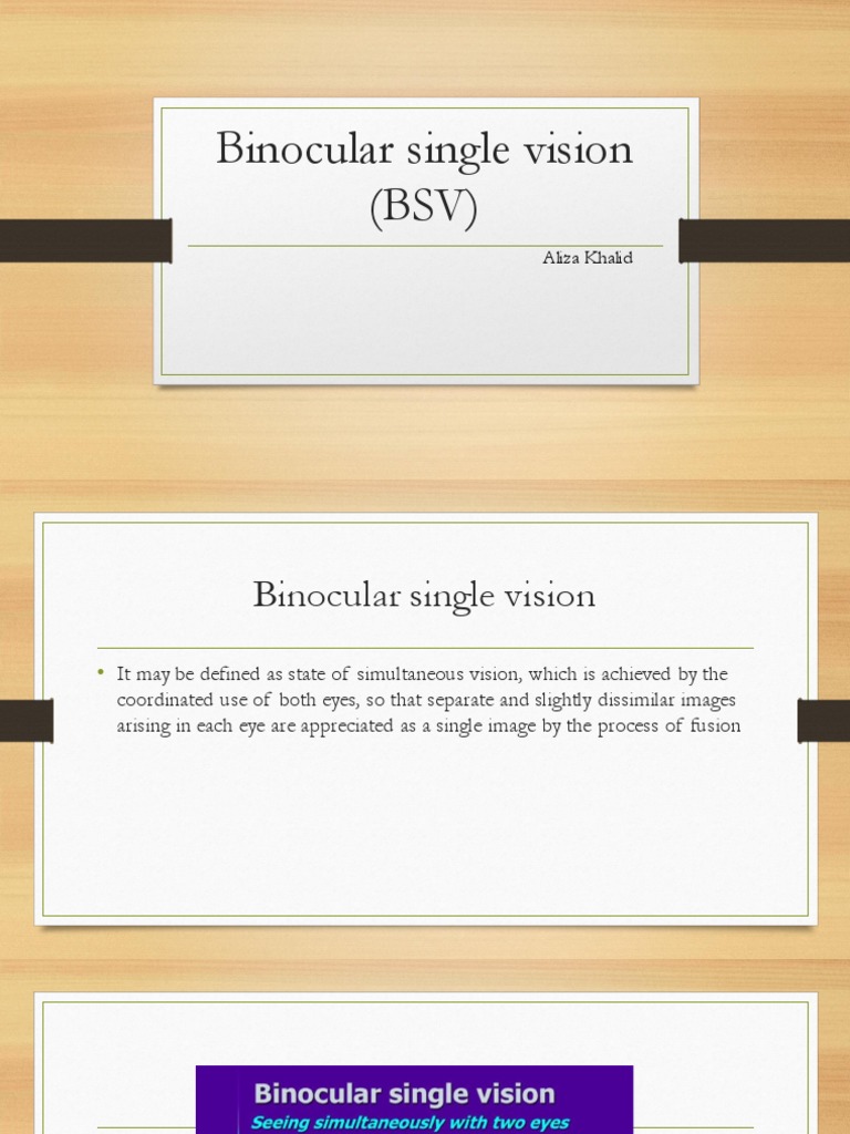 Binocular Single Vision (BSV) : Aliza Khalid | PDF