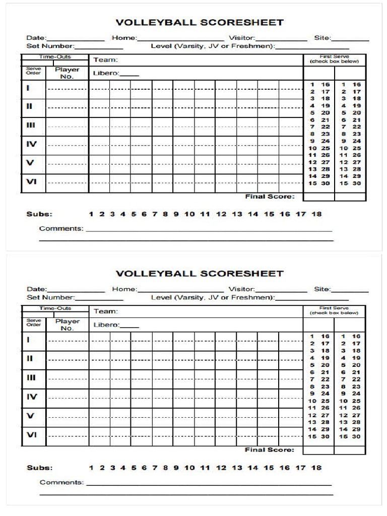 Vball Score Sheet | PDF