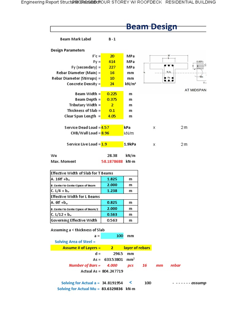 Beam Design Template | PDF | Beam (Structure) | Building Engineering