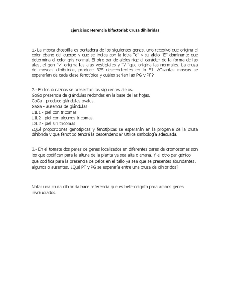 Ejercicios Cruza Dihibrida (1) | PDF