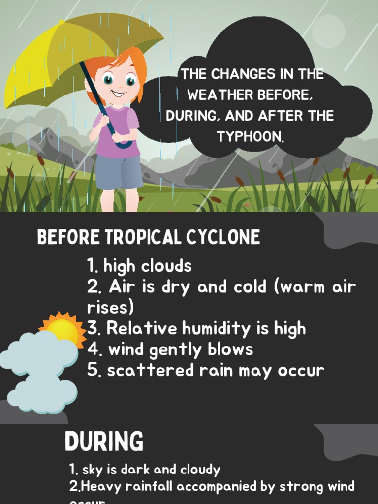 Weather Changes Before, During, After Typhoon | PDF | Tropical Cyclones | Rain