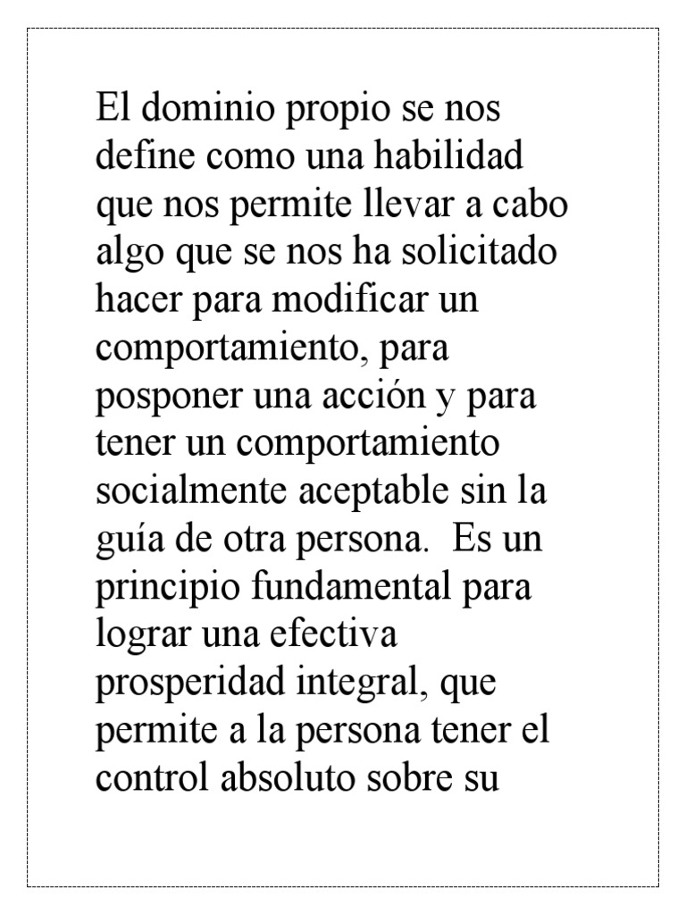 Principio de Dominio Propio | PDF | Mente | Comportamiento