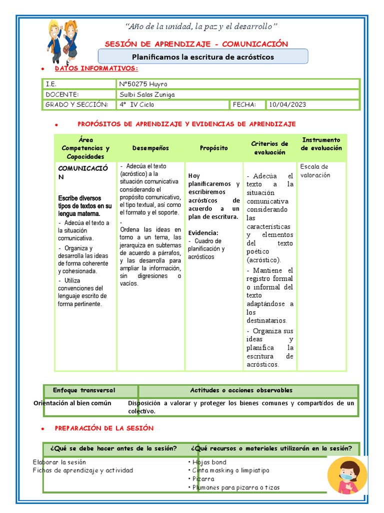 Creación de Acrósticos en 4° Grado | PDF | Evaluación | Amor