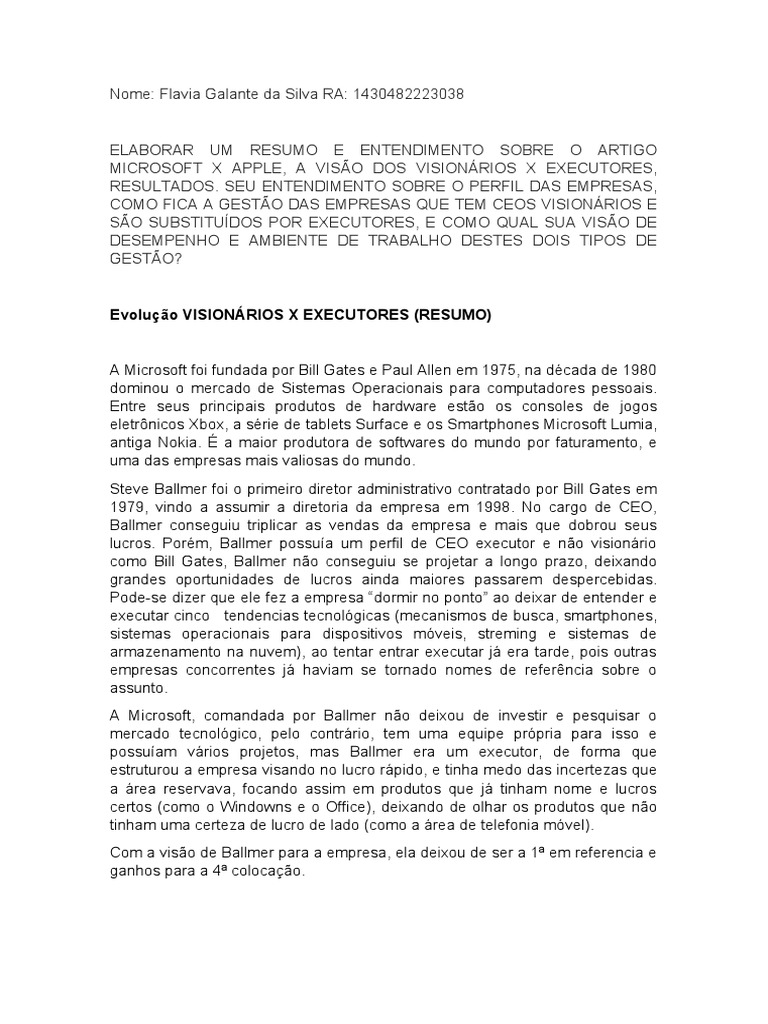 Trab 1 Microsoft X Apple | PDF | Negócios