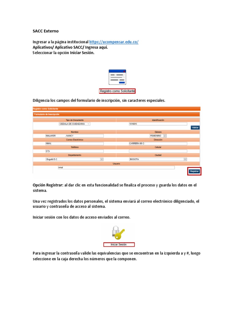 SACC Externo Instructivo Actualizado | PDF