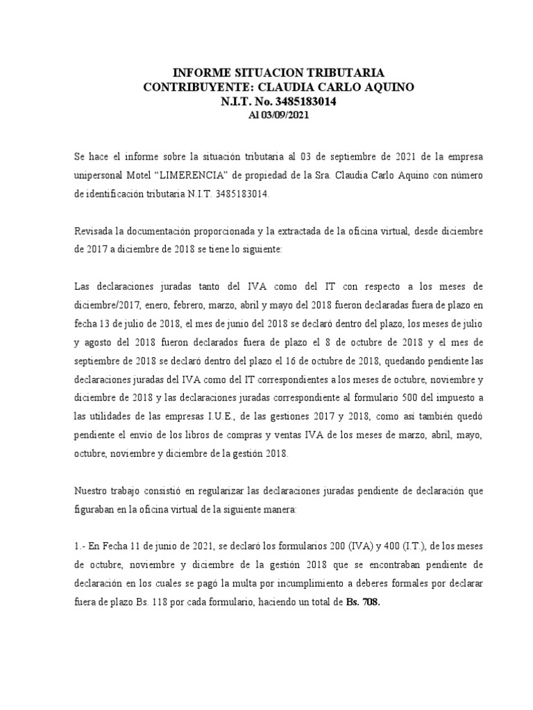 Inf - Final Situacion Trib. | PDF | Impuestos | Gobierno