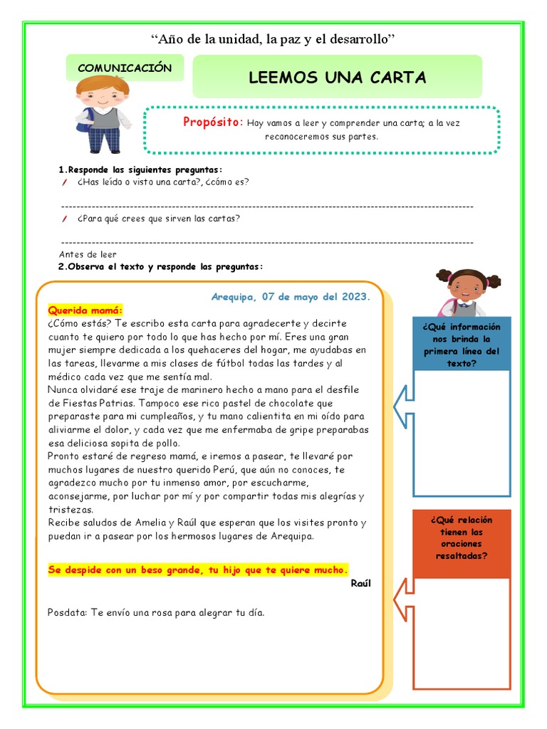 Comprension Lectora de La Carta | PDF