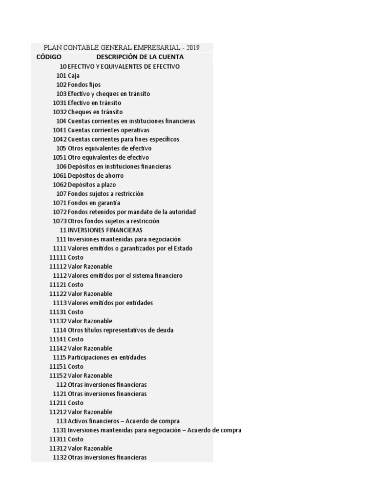 Plan Contable Enpresarial - 2019 | PDF | Depreciación | Impuestos