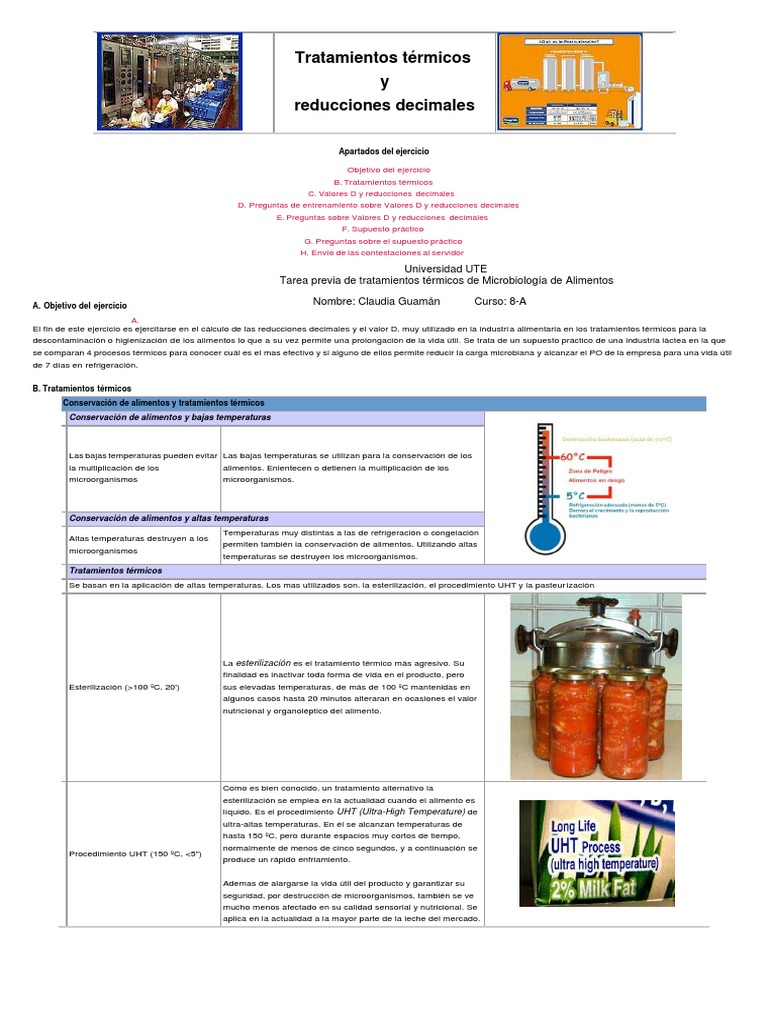 Tratamientos Térmicos y Reducciones Decimales | PDF | Esterilización ...