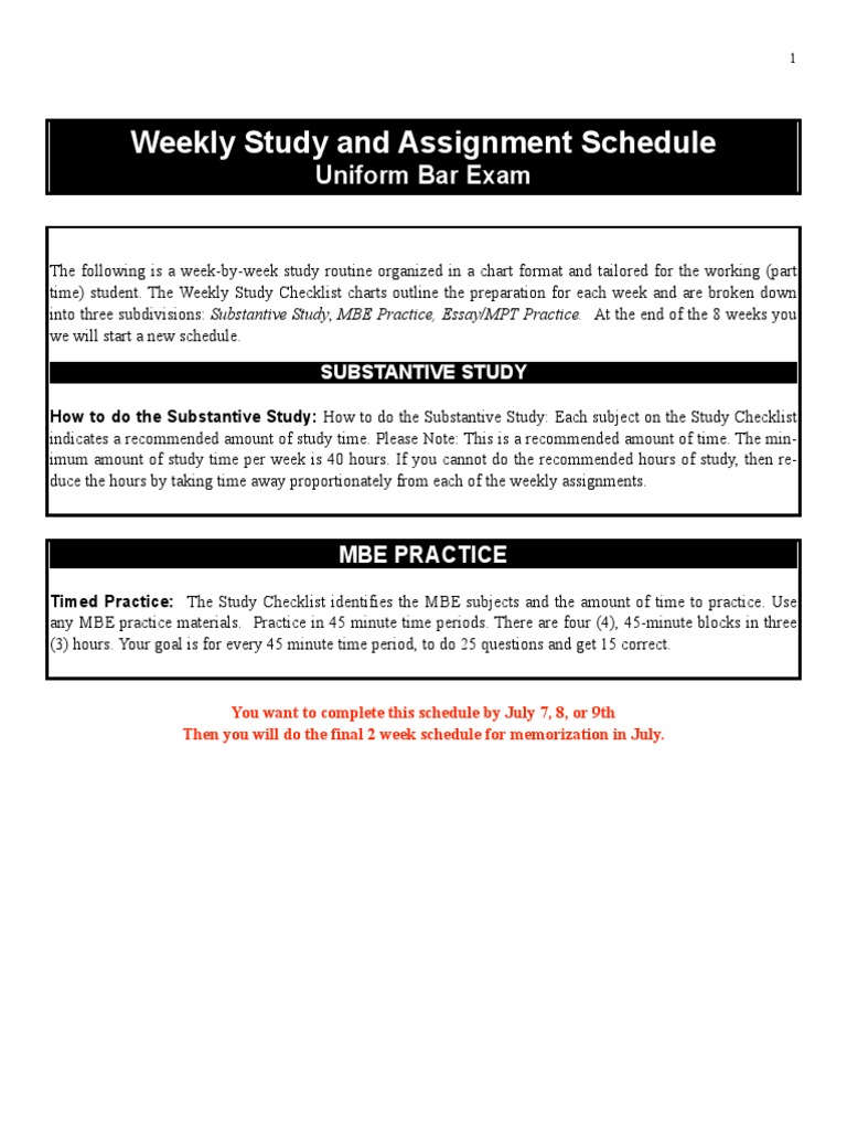 Customized Study Game Plan For UBE (July 2023 - Julie) | PDF ...