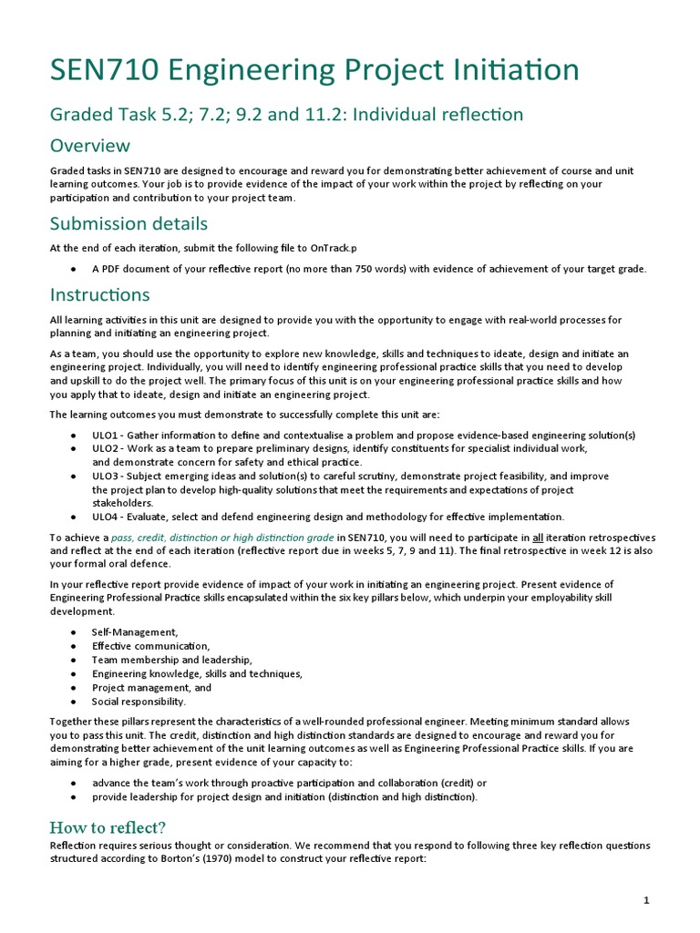 SEN710 Engineering Project Initiation: Graded Task 5.2 7.2 9.2 and 11.2 ...