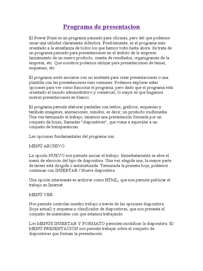 Programa de Presentacion | PDF | Microsoft PowerPoint | Ingeniería de software