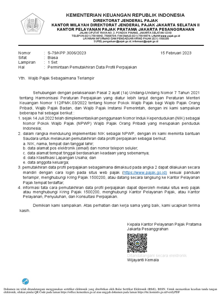 Permintaan Pemutakhiran Data Profil | PDF