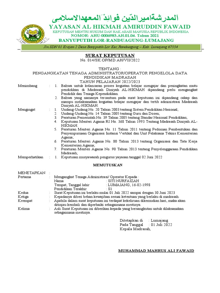 Surat Keputusan | PDF