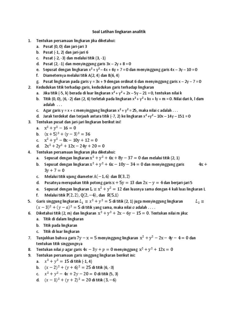 Lat Soal Lingkaran | PDF