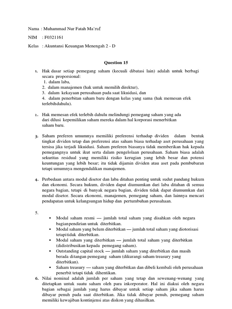 F0321161 - Muhammad Nur Fatah Ma'ruf (Tugas AKM 2 Ch15) | PDF