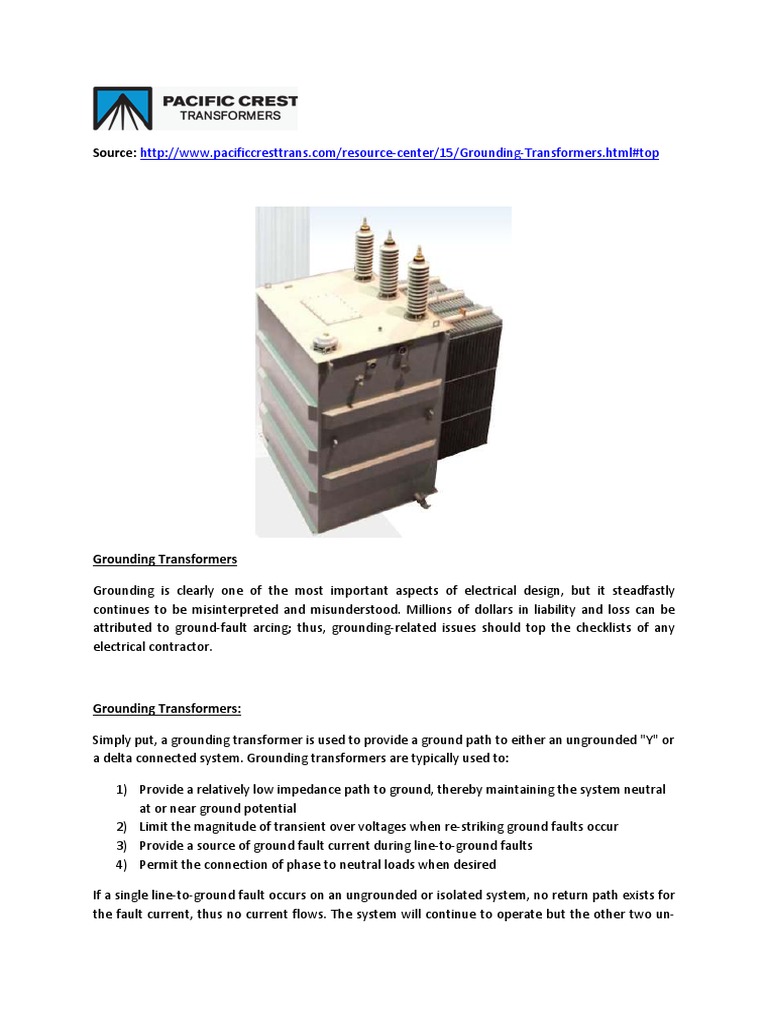 Design Grounding Transformers | PDF | Transformer | Electrical Impedance