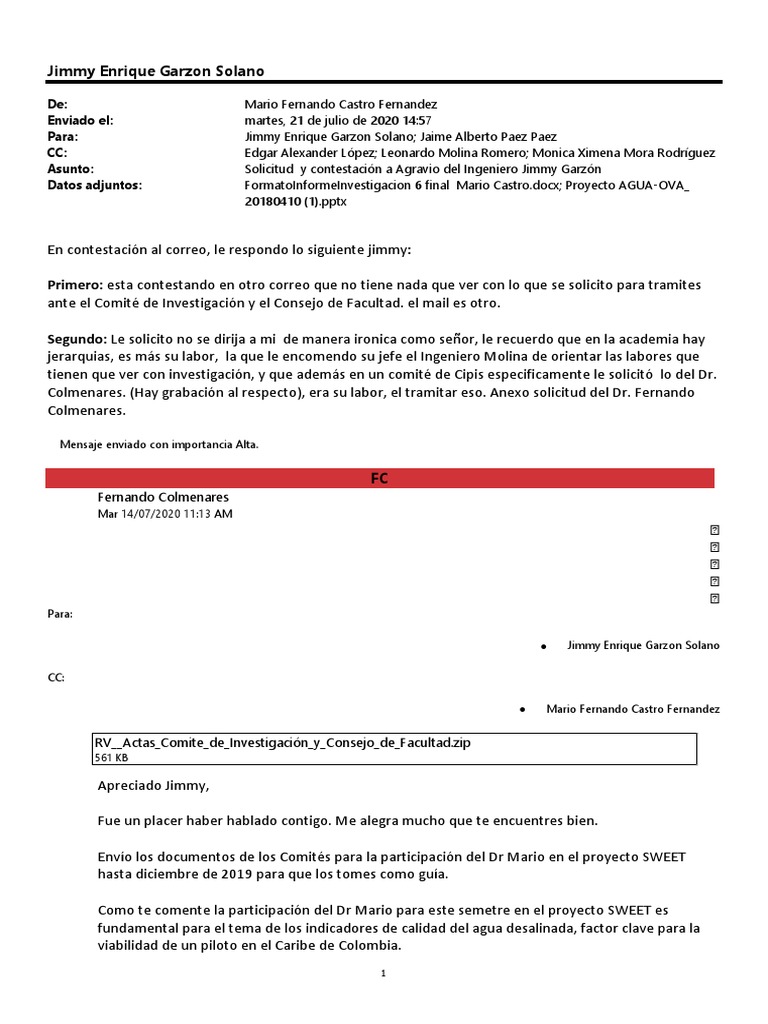 Agravio Mario Castro | PDF | Observación | Ingeniería