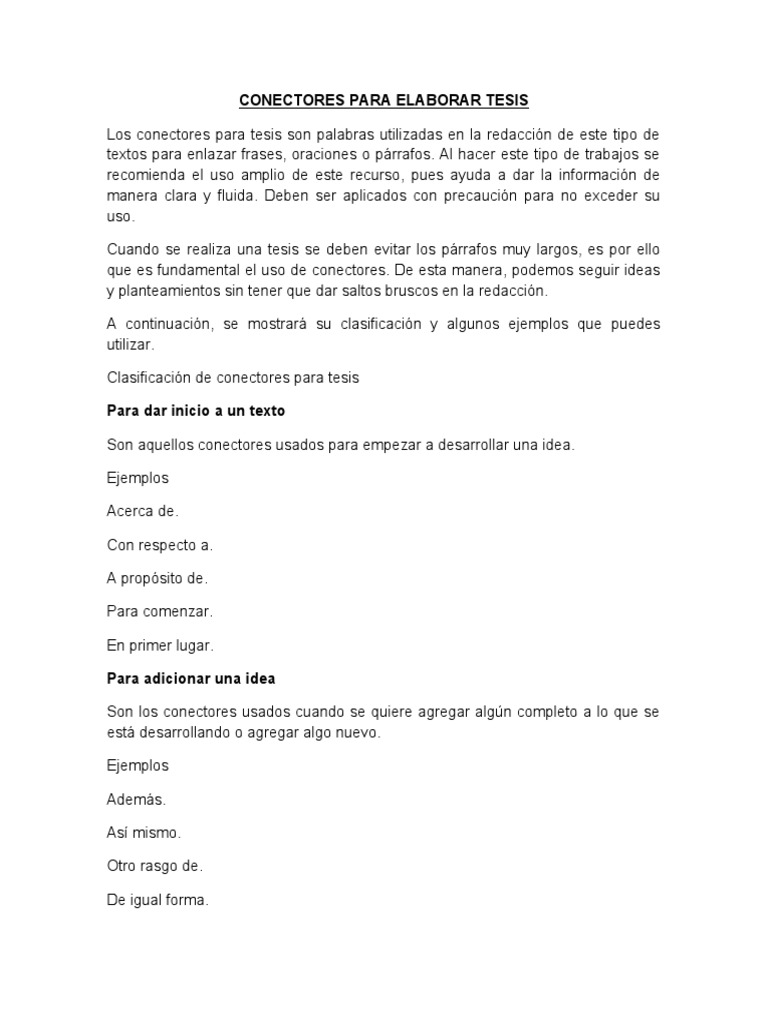 Conectores Esenciales para Tesis | PDF | Hipótesis | Información