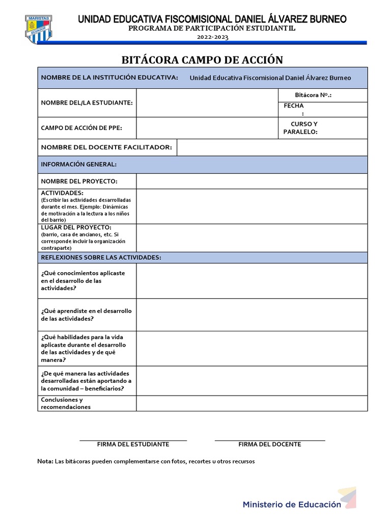 Bitácora Campo de Acción | PDF | Ciencias sociales