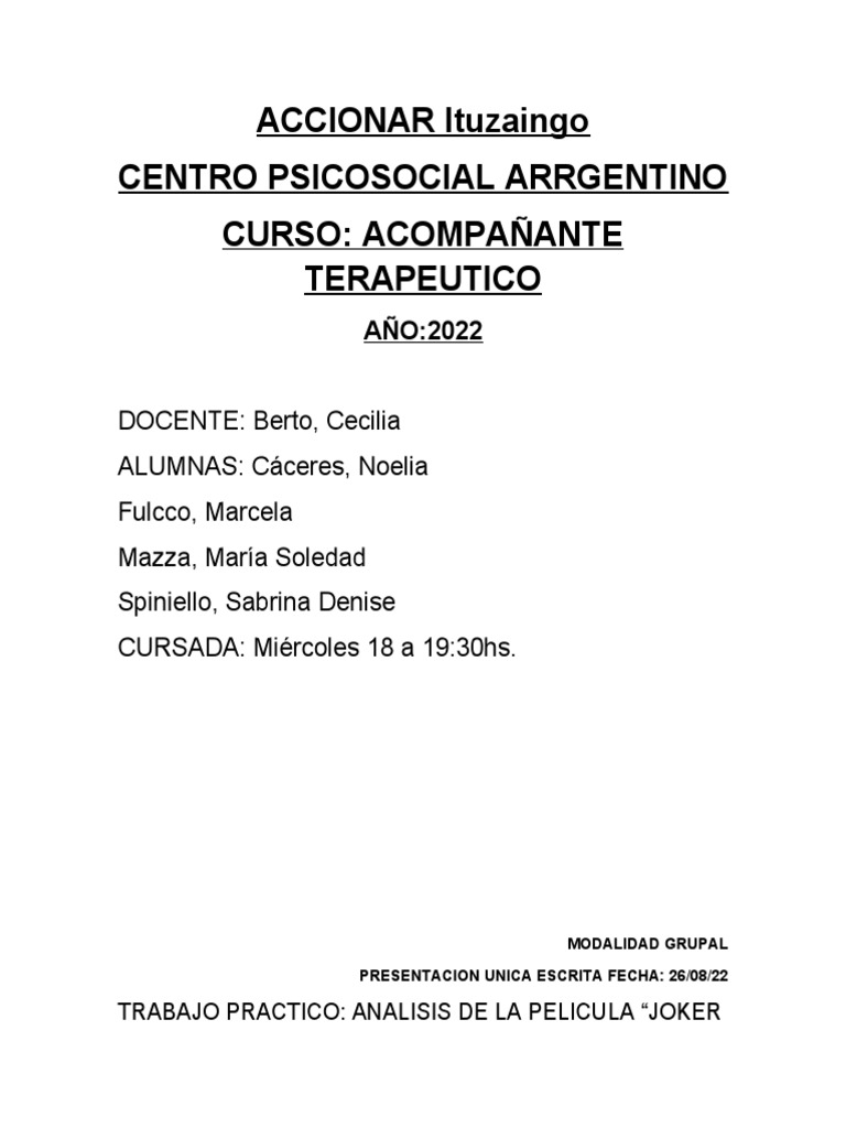 1er TP de A.T. Cáceres, Fulcco, Massa, Spiniello | PDF | Filosofía | Relaciones personales ...