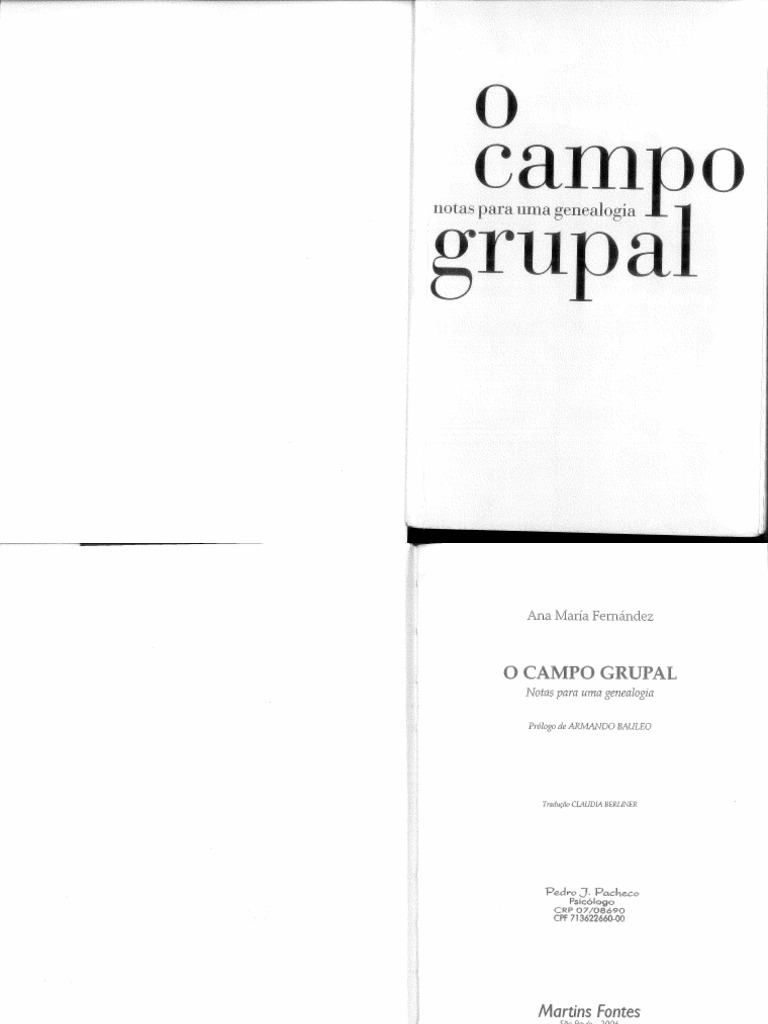 O Campo Grupal - Notas para Uma Genealogia - Ana Maria Fernandez | PDF O Campo Grupal - Notas para Uma Genealogia - Ana Maria Fernandez | PDF