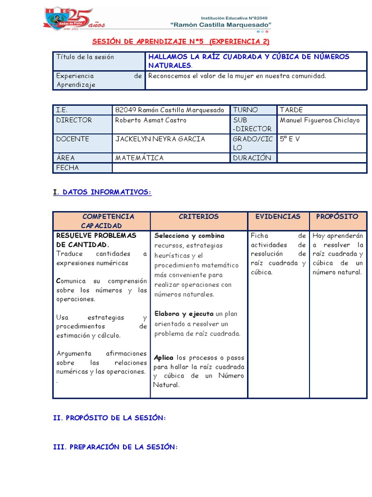 Raíces Cuadradas y Cúbicas en Primaria | PDF