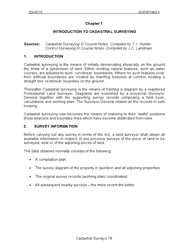 Ch7 Cadastral | PDF | Surveying | Geodesy
