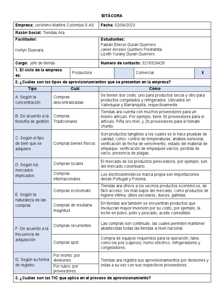 Bitácora | PDF | Obtención | Logística
