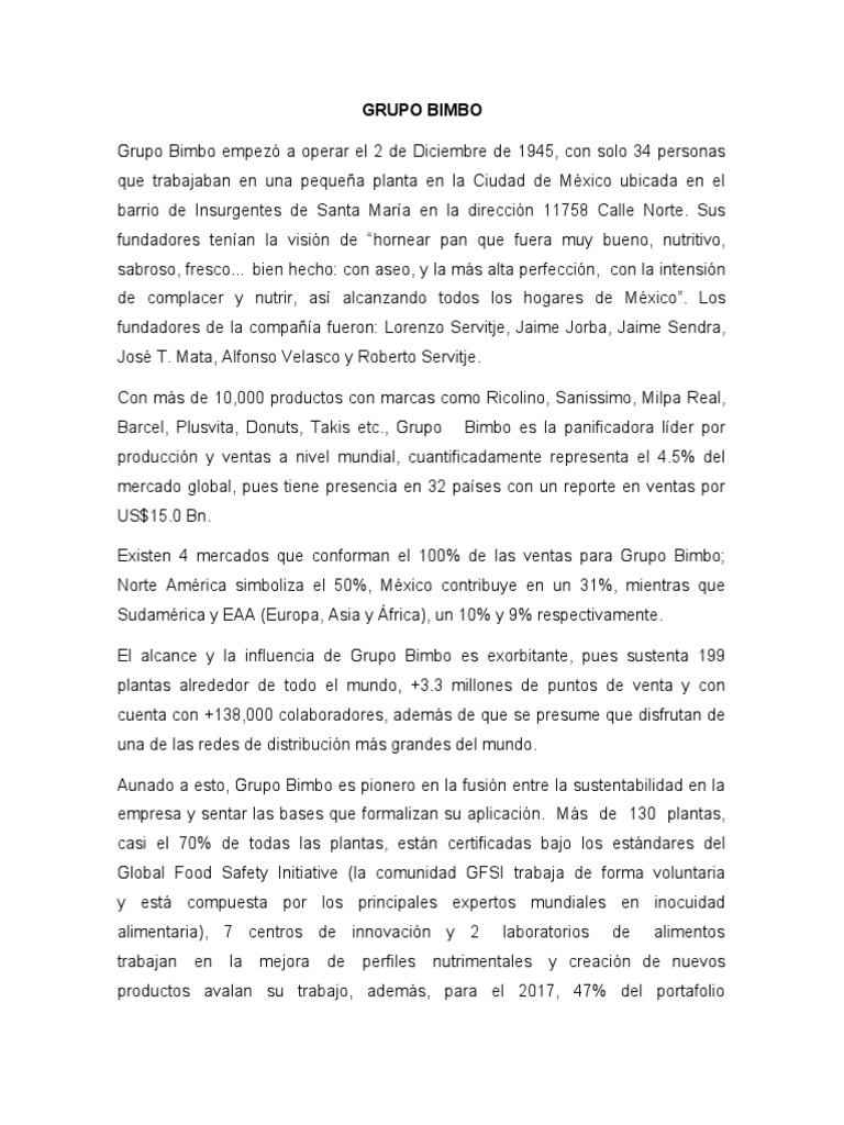 Grupo Bimbo | PDF | Economias