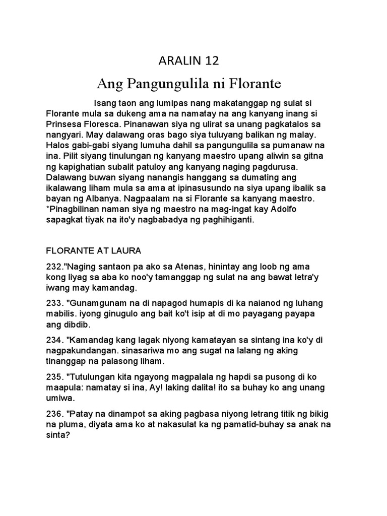 Ang Pangungulila Ni Florante | PDF