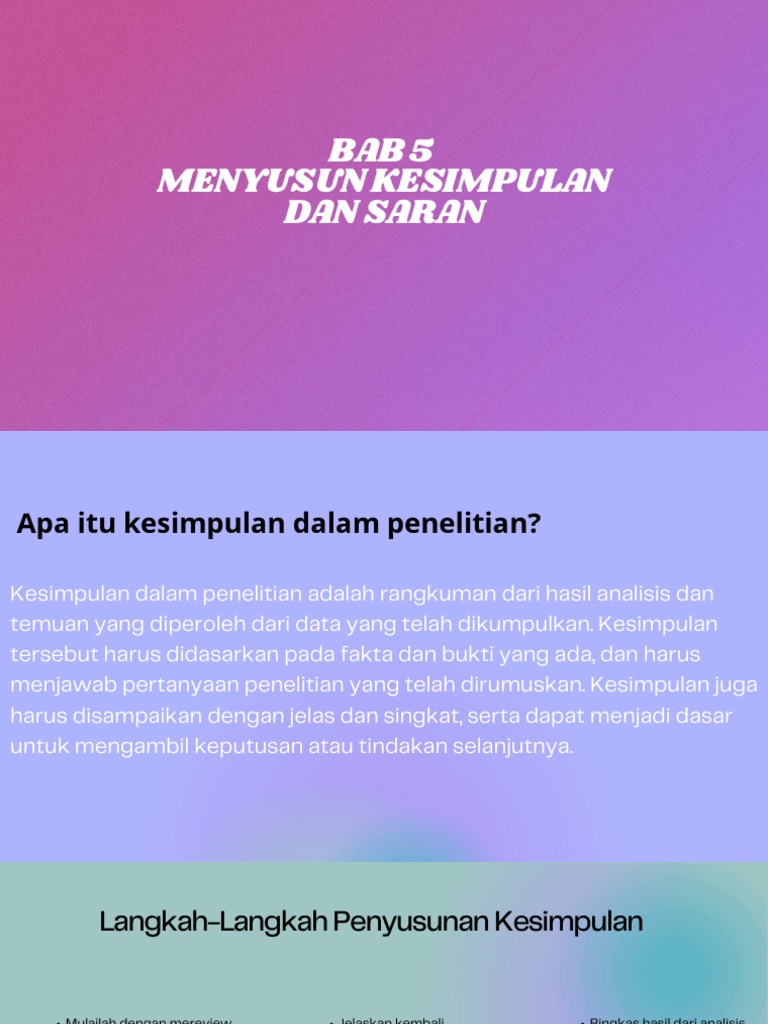 BAB 5 MENYUSUN KESIMPULAN DAN SARAN - Presentasi | PDF