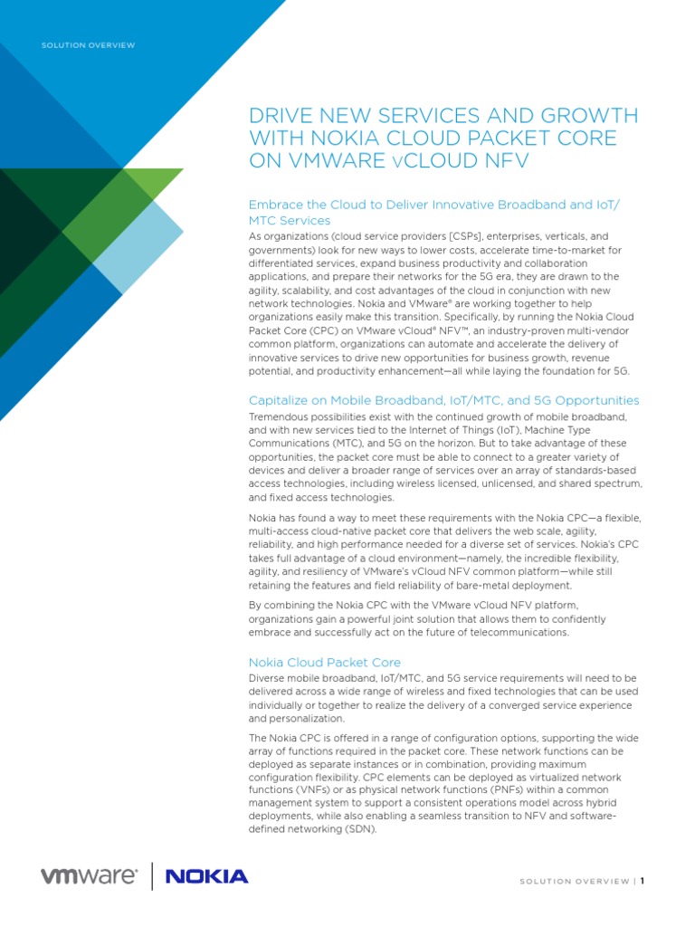 Vmware Nokia Solution Overview | PDF | Cloud Computing | Computer Network