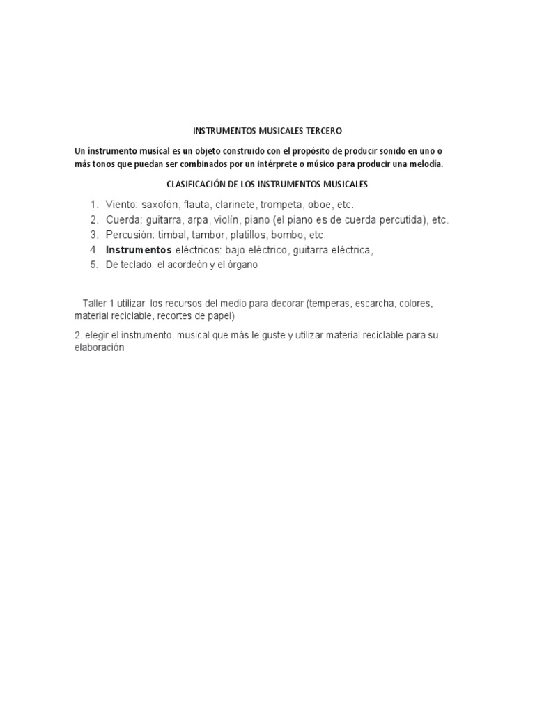 Instrumentos Musicales Tercero | PDF | Instrumentos musicales ... Instrumentos Musicales Tercero | PDF | Instrumentos musicales ...