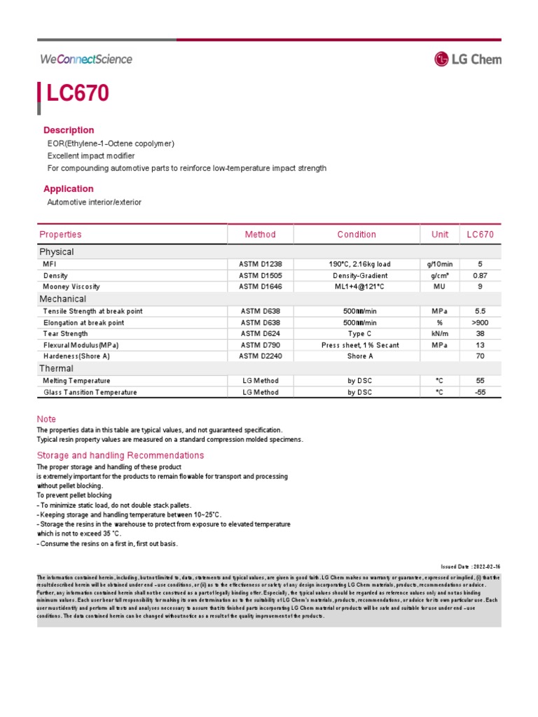 TDS LC670 Eng 220216 | PDF | Differential Scanning Calorimetry | Density