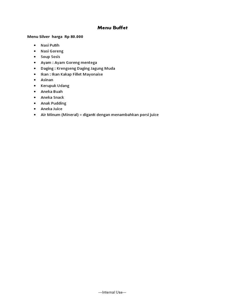 Menu Halal Bihalal Keluarga Buffet | PDF