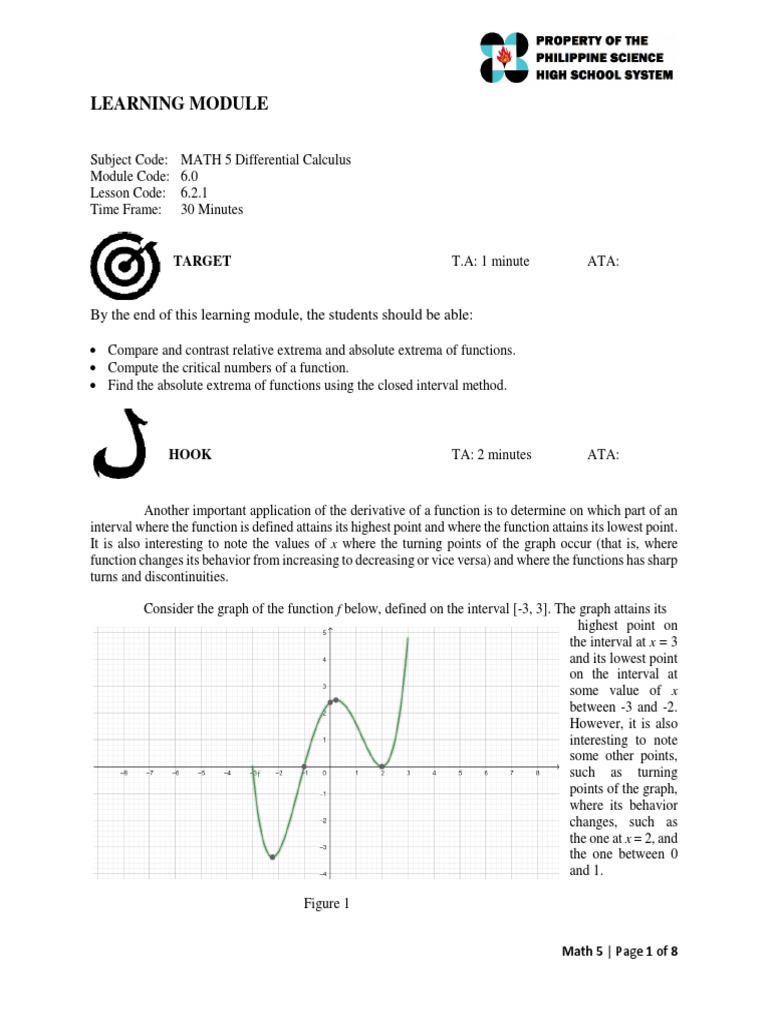 SLG Math5 6.2.1 Extrema of Functions Part 1 | Download Free PDF ...