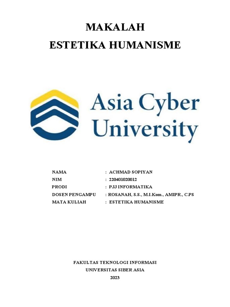 Estetika Humanisme: Konsep dan Dimensi | PDF | Karier & Perkembangan