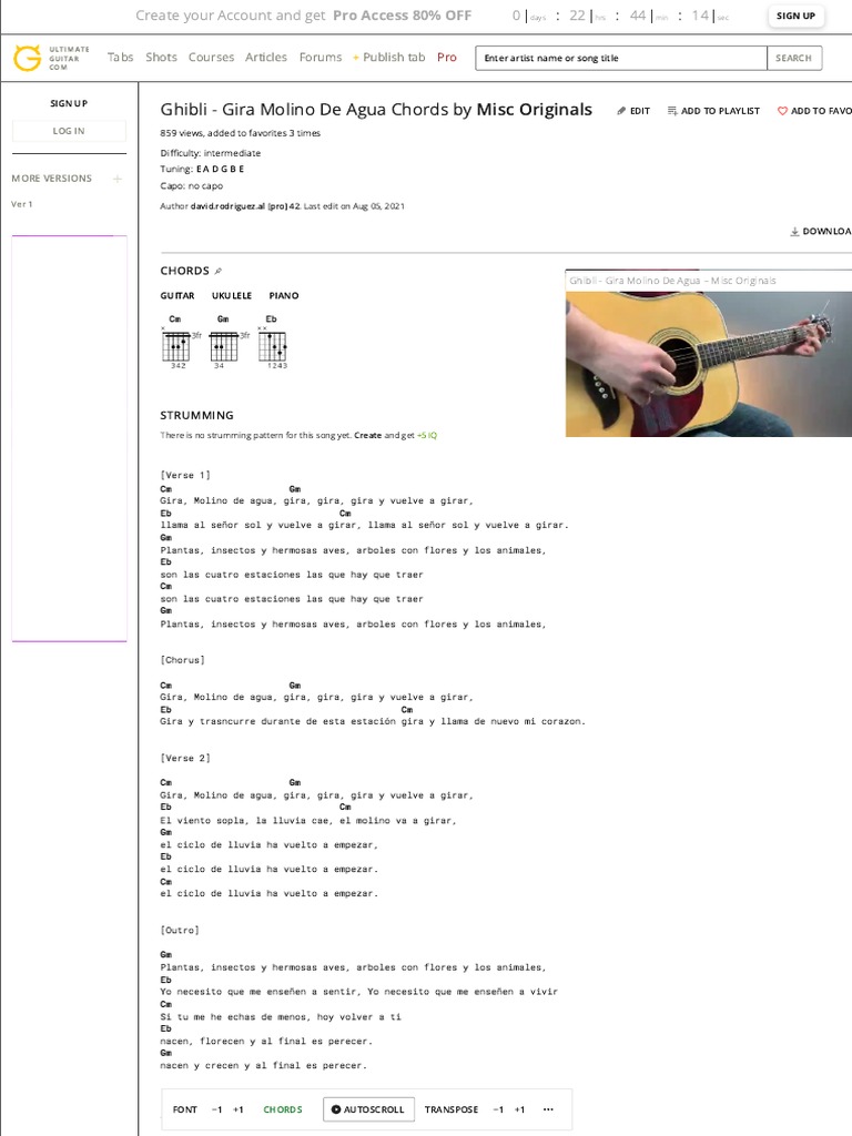 GHIBLI - GIRA MOLINO DE AGUA CHORDS by Misc Originals @ | PDF