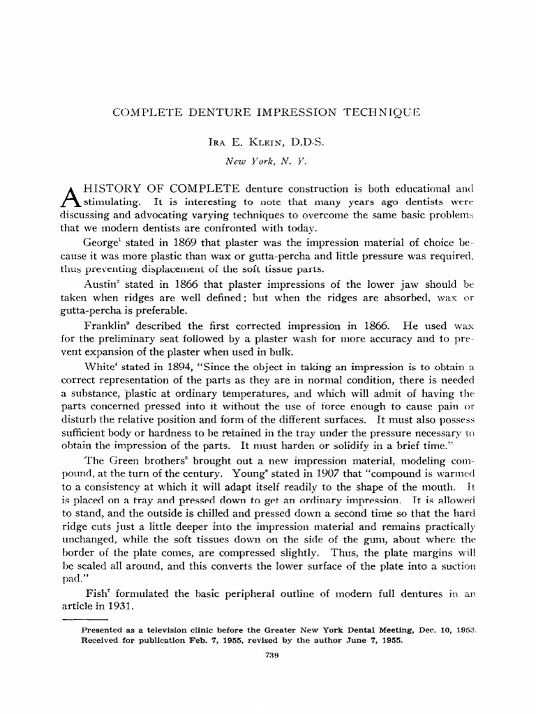 Complete Denture Impression Techniques | PDF | Dentures | Human Anatomy