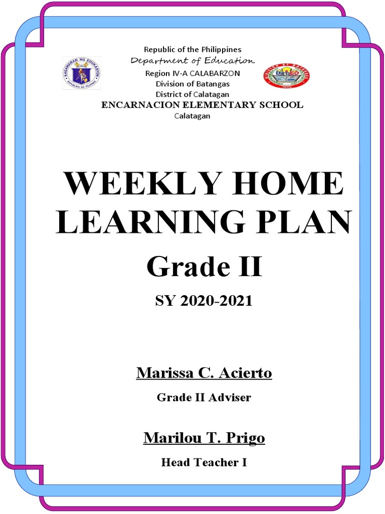 Front Cover Weekly Plan | PDF