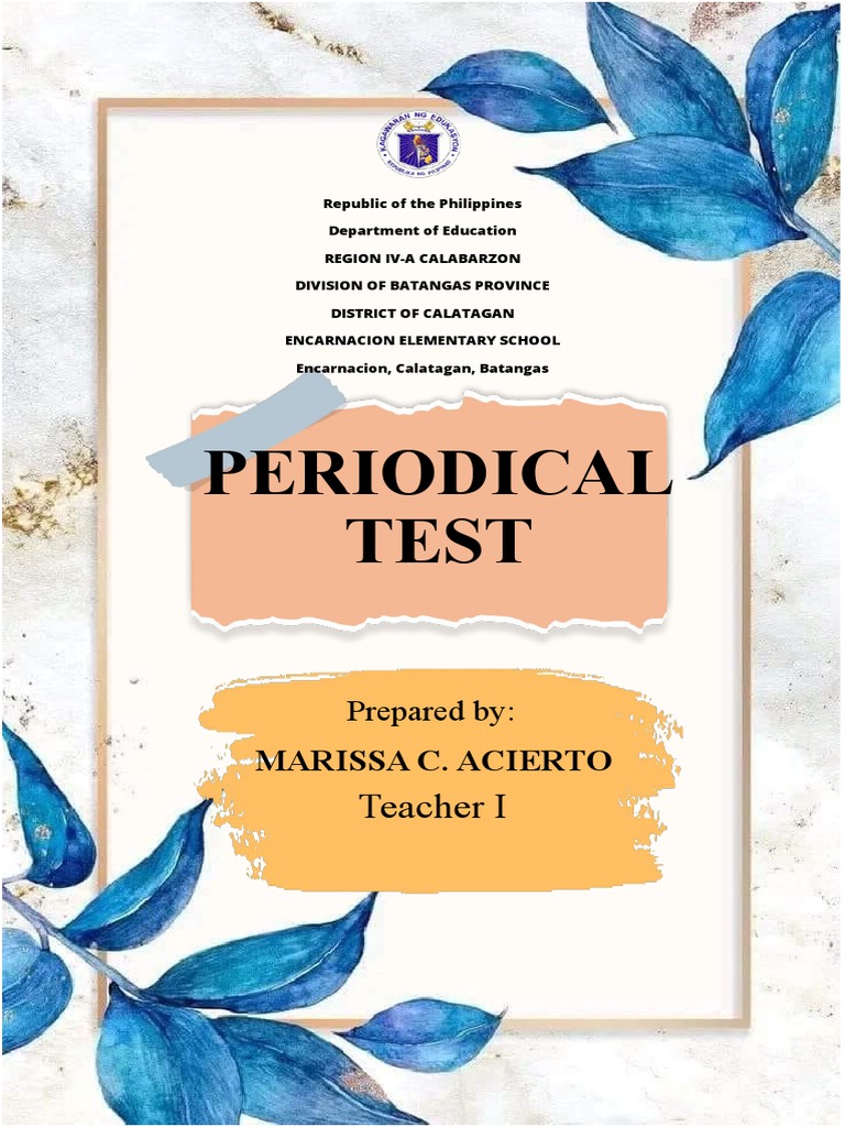 Front Cover Periodic Test 2022-2023 | PDF