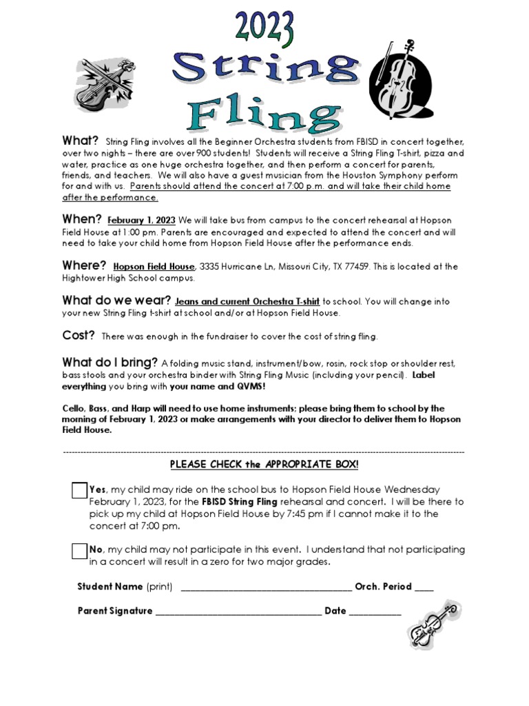 String Fling Permission Form | PDF | String Instruments | Orchestras