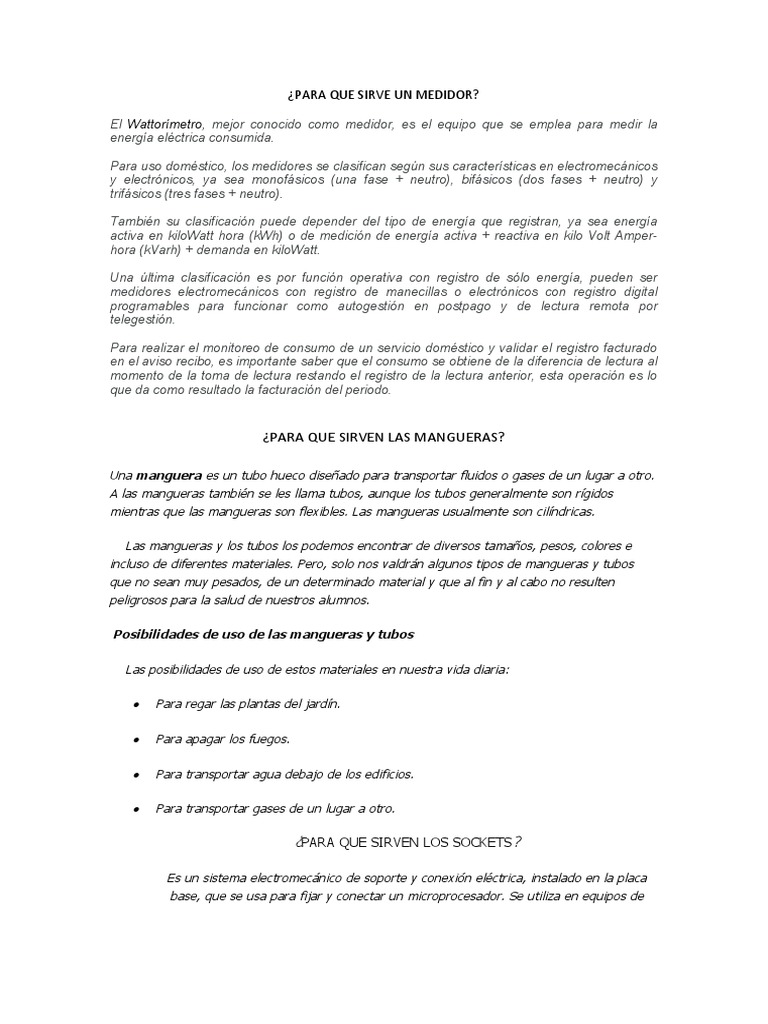 Funciones de Los Sockets, Mangueras, Medidores | PDF | Ingenieria ... Funciones de Los Sockets, Mangueras, Medidores | PDF | Ingenieria ...
