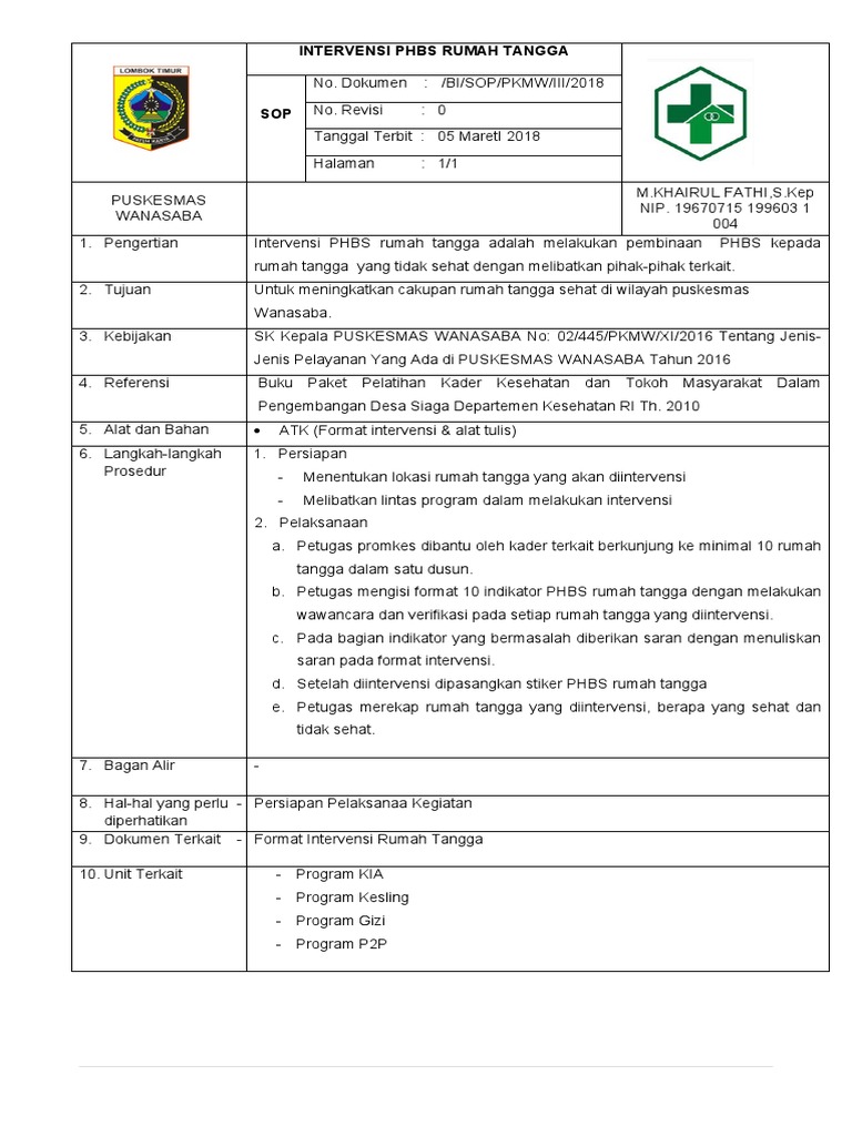 3 Sop Intervensi PHBS RT | PDF | Kesehatan Holistik